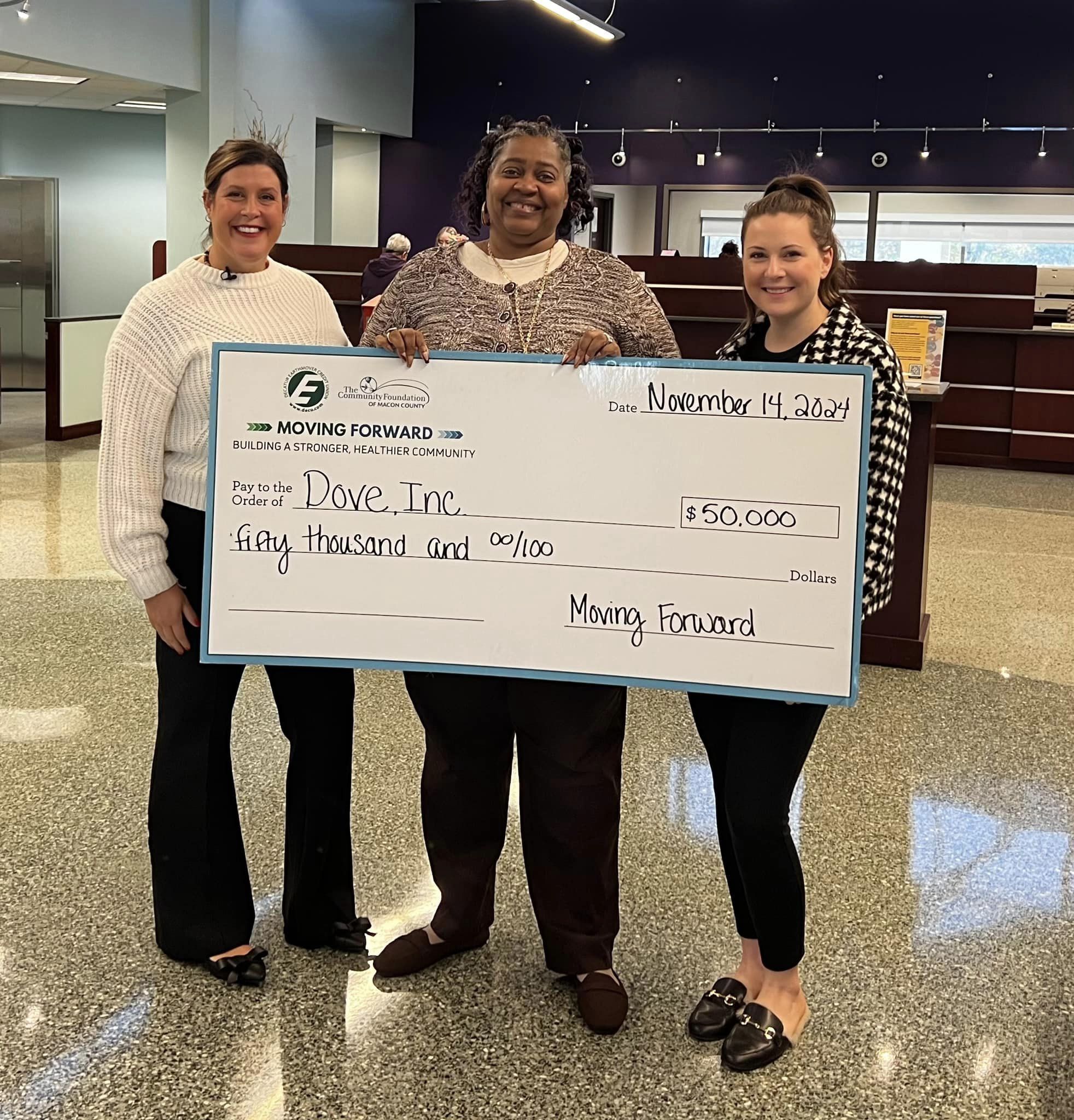 Dove, Inc. Receives $50,000 Surprise Grant from HICF and DECU Moving…